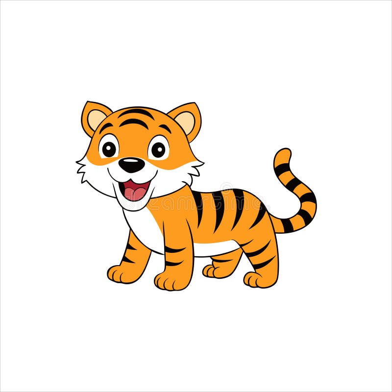 Cute Tiger Cub Icon Striped Cartoon Vector Design Stock Vector ...