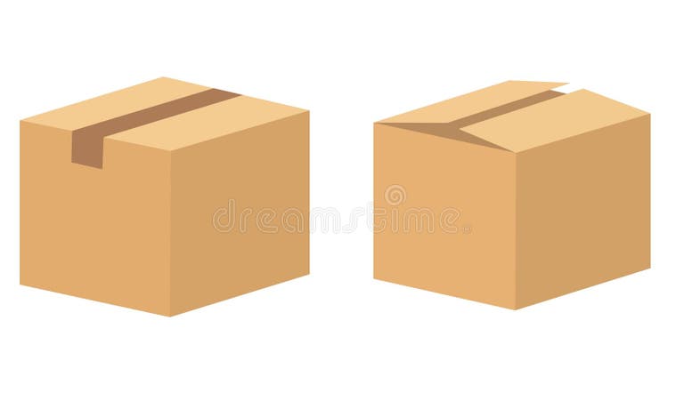 Open and Closed Cardboard Boxes Template Stock Vector - Illustration of ...