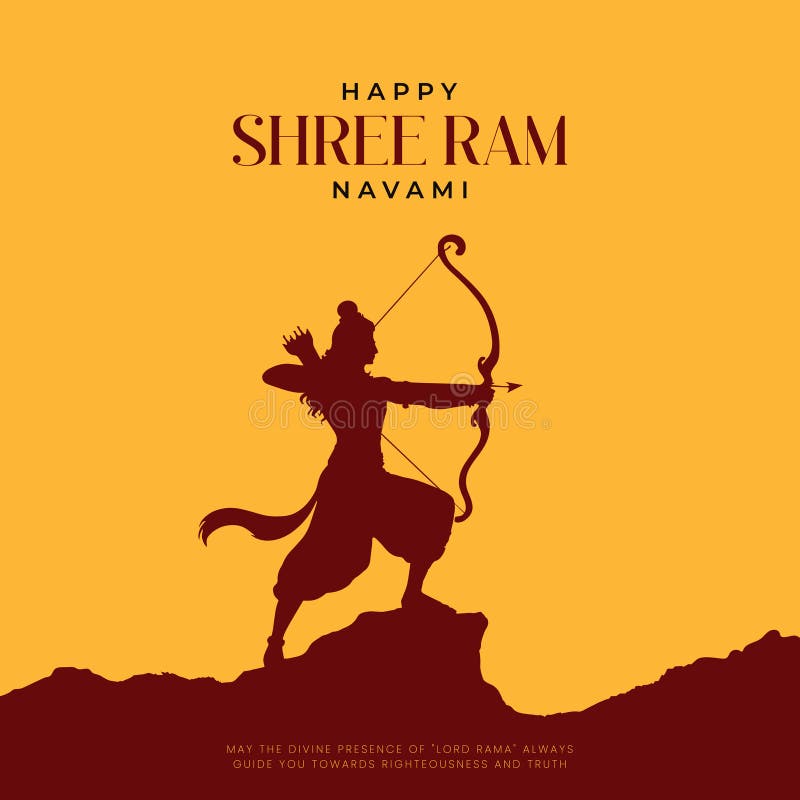 Happy Ram Navami Vector Background Design with Silhouette Lord Rama ...