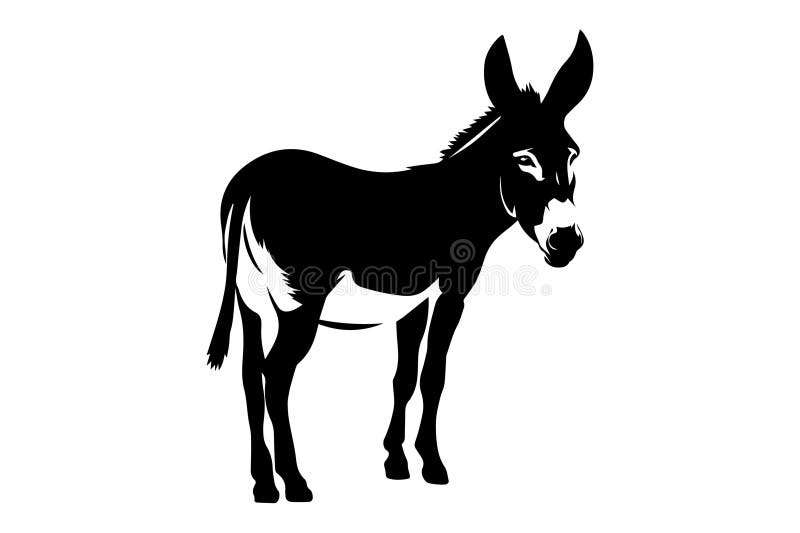 Donkey Profile Silhouette Vector Illustration on White Background Stock ...