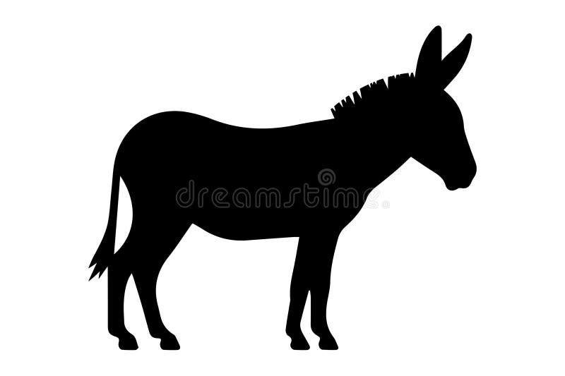 Simple Donkey Silhouette Vector in Profile on White Background Stock ...