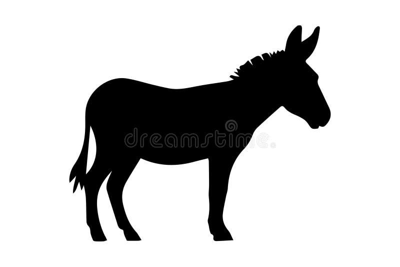 Donkey Profile Silhouette Vector Illustration on White Background Stock ...