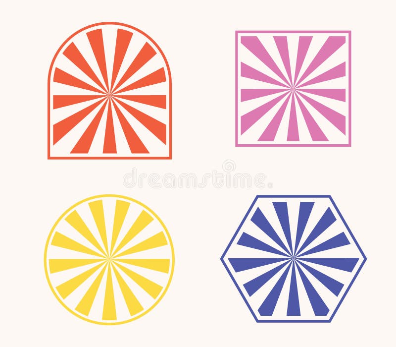 Element Sun Burst with 4 Different Shape Unique Design Stock Vector ...