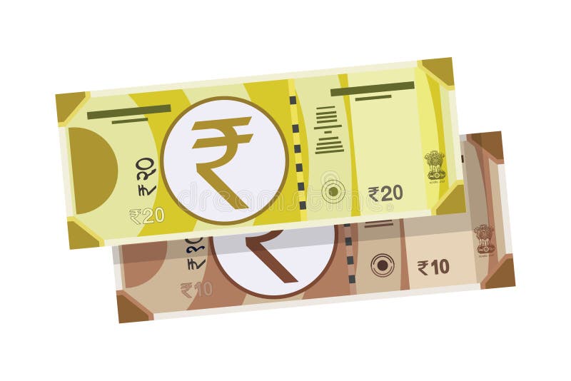 Indian 10 and 20 Rupee Currency Note Stock Vector - Illustration of ...