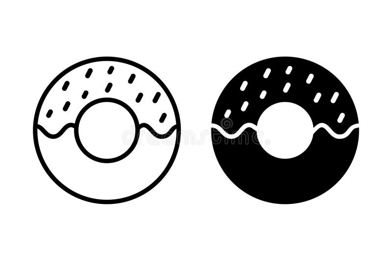 Donuts Icon Vector. Donut Icons in Line and Flat Style. Donut Symbol ...