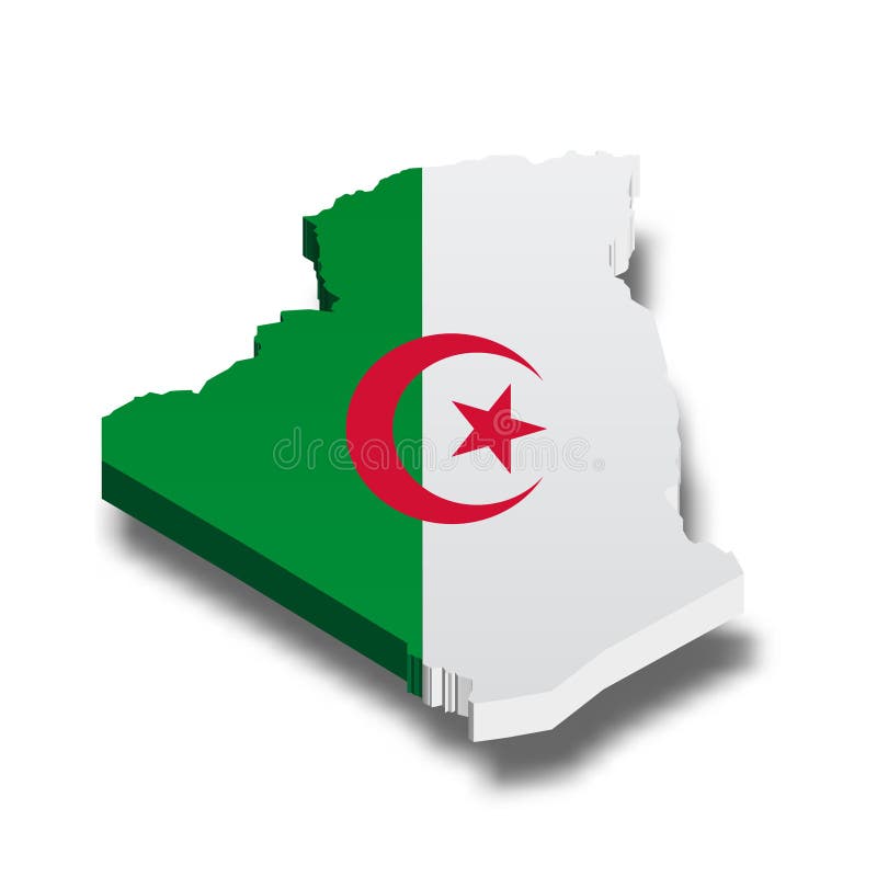Algeria 3d map with flag stock vector. Illustration of shadow - 356655700