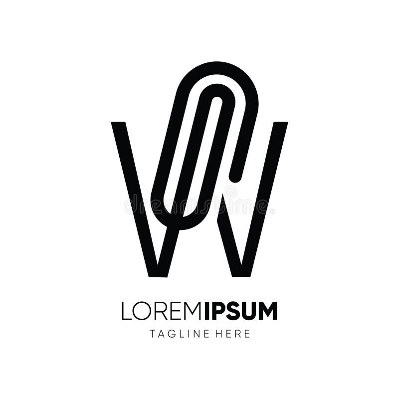 Letter W Paper Clip Logo Design Vector Icon Graphic Emblem Symbol ...