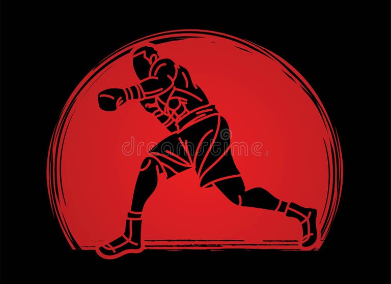 A Man Boxing Kickboxing Muay Thai Boxer Punching Action Cartoon Sport ...