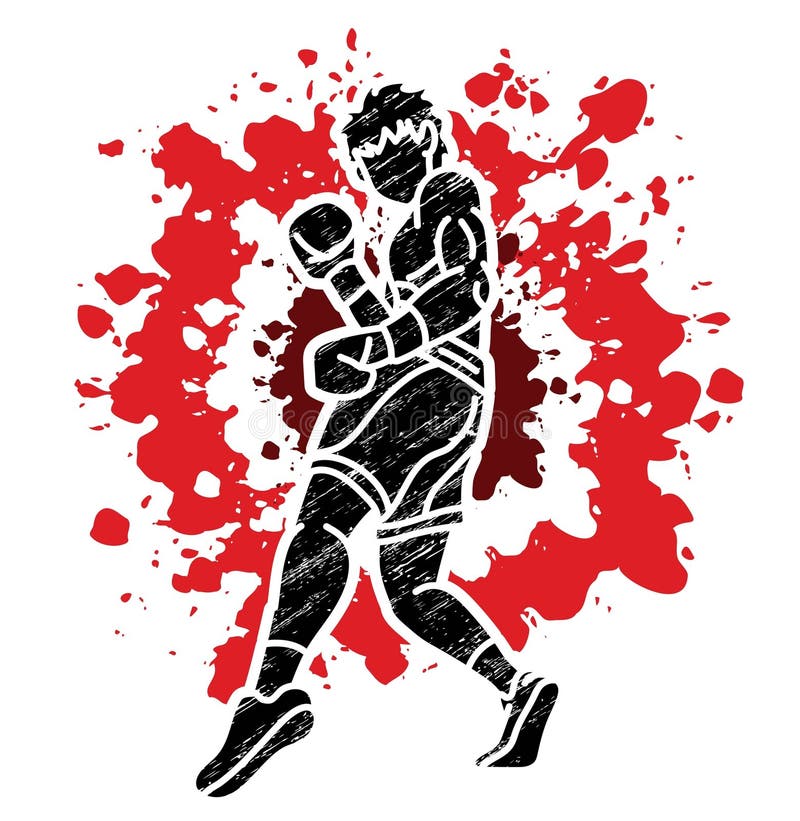 A Man Boxing Kickboxing Muay Thai Boxer Punching Action Cartoon Sport ...
