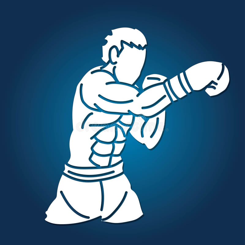 A Man Boxing Kickboxing Muay Thai Boxer Punching Action Cartoon Sport ...