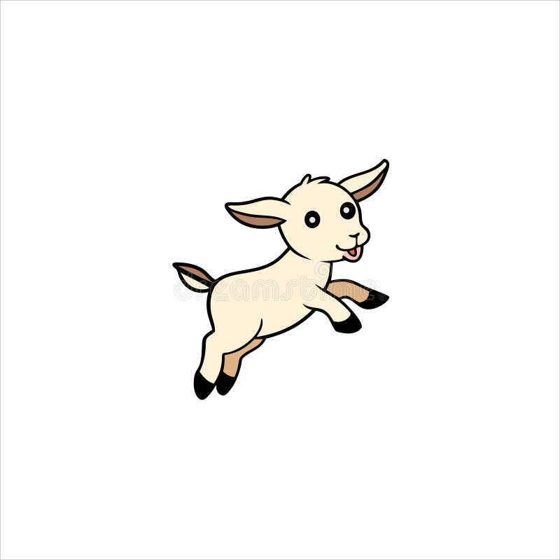 Curious Baby Goat Jumping Vector Art Illustration Stock Vector ...