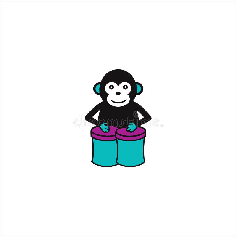 Fun Monkey Drumming Colorful Bongos Illustration Stock Illustration - Illustration of character ...