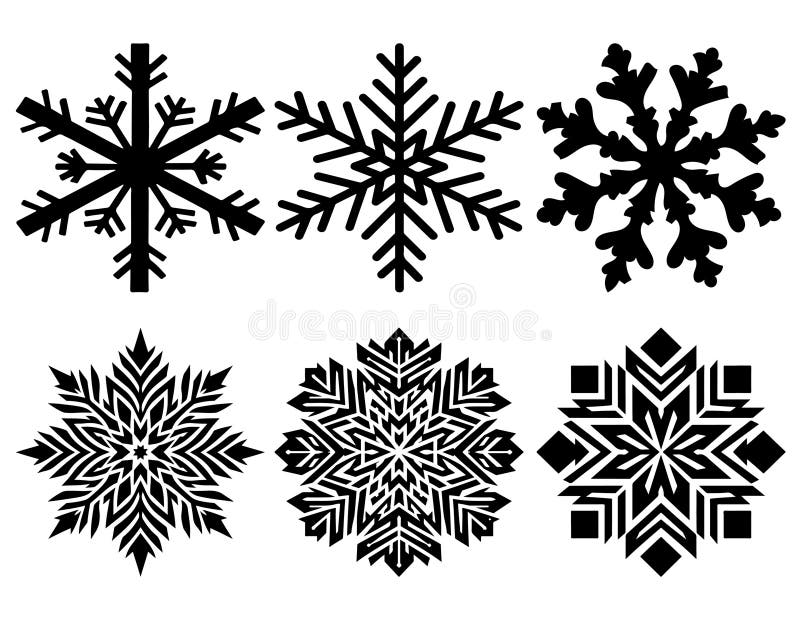 Set of Unique Snowflake Designs for Winter Decorations Stock Vector ...