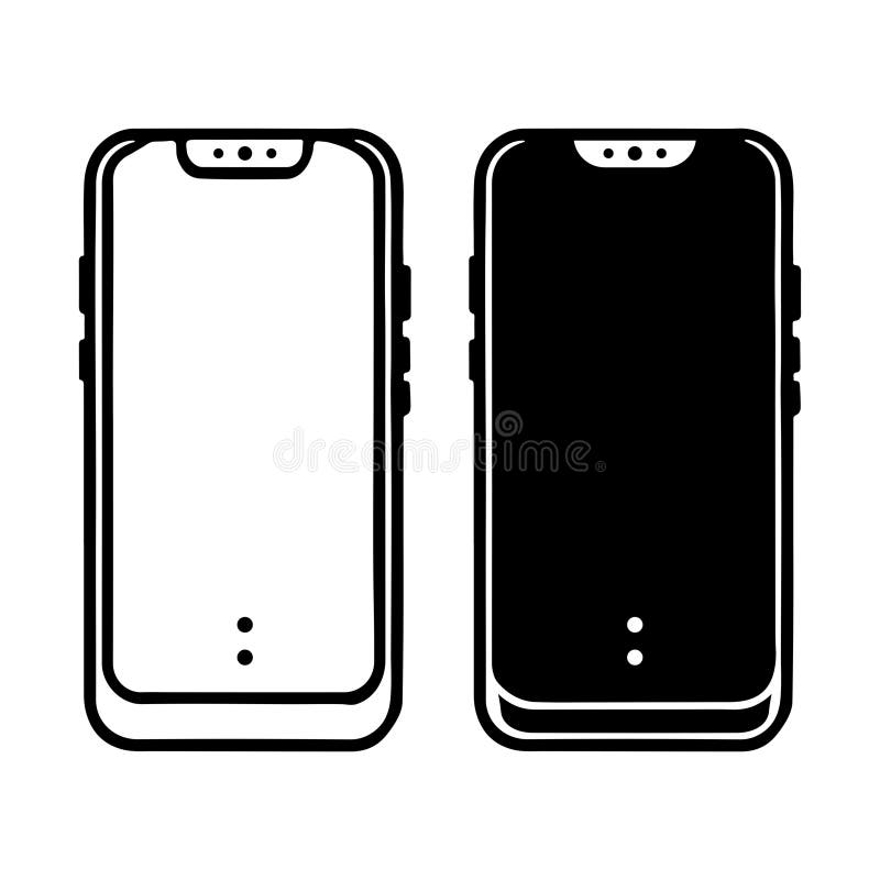 Mobile Phone Icons with Front View Design. Stock Vector - Illustration ...