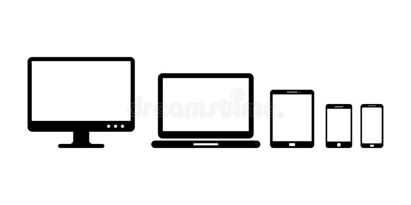 Set of Device Icon Collection. Smartphone, Tablet, Laptop, and Desktop ...