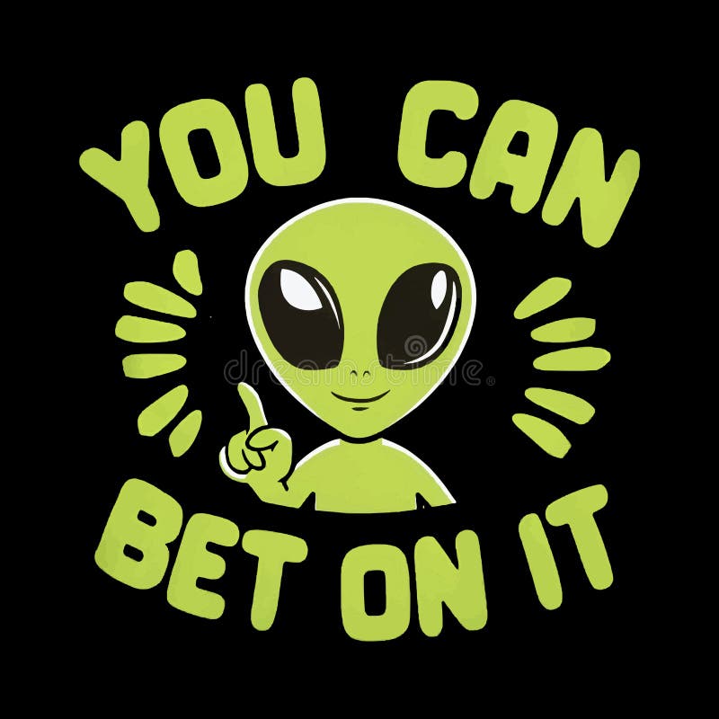 Sci-Fi Inspired Cartoon Alien with Bright Typography for Digital Art ...