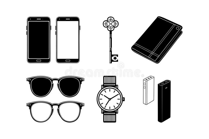 Flat Design Icon Pack of Essential Gadgets and Accessories. Stock ...