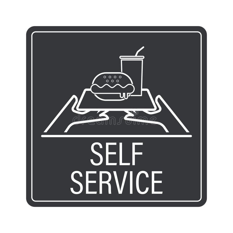 Isolated Self-service Sign with an Illustration of a Burger and Drink ...