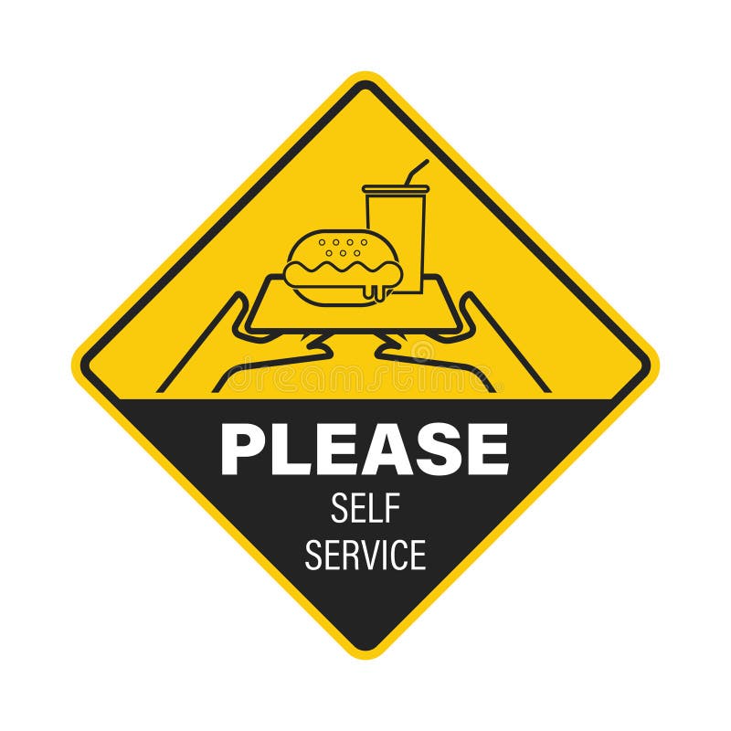 Isolated Self-service Sign with an Illustration of a Burger and Drink ...