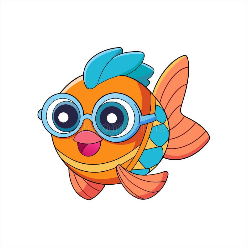 Cartoon Fish with Glasses Vector Illustration Stock Vector ...