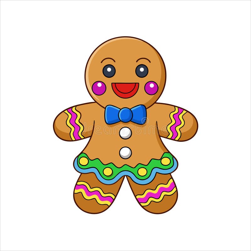 Cheerful Gingerbread Cookie Character with Colorful Icing Vector Art ...