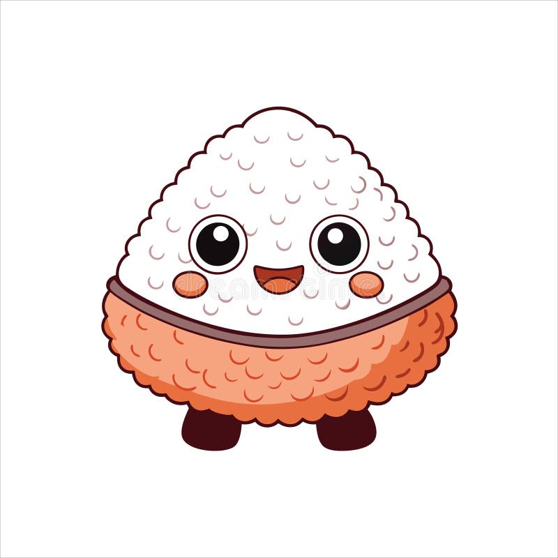 Cute Rice Ball Character in Vector Illustration Stock Vector ...