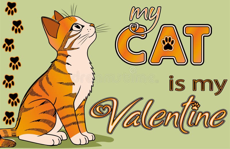 My Cat is My Valentine, Invitation Card, Vector Stock Vector ...