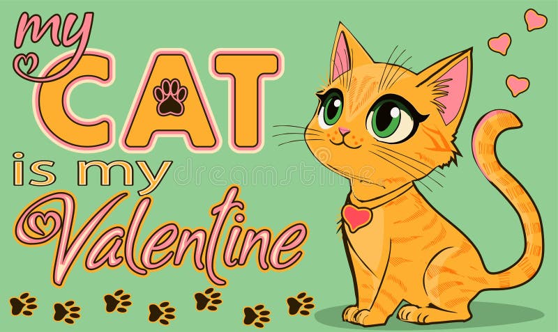 Valentines Day Banner, My Cat is My Valentine, Vector Stock Vector ...