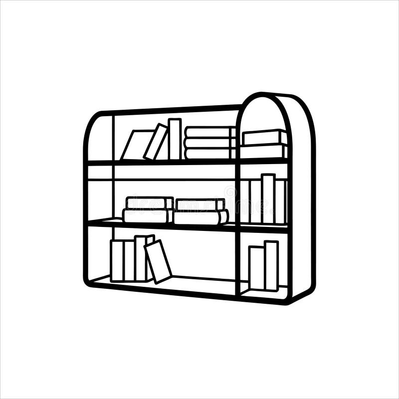 Contemporary Bookshelf Line Art for Creative Projects Stock Vector ...