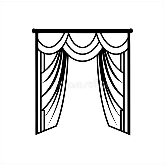 Contemporary Curtain Vector Art on White Background Stock Vector ...