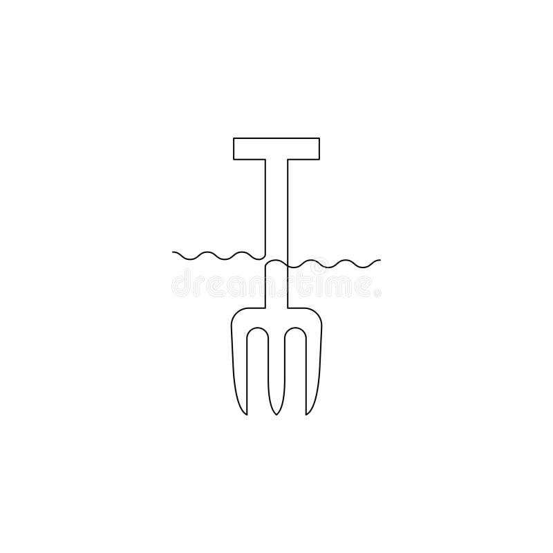 Digging Fork Line Icon in Continuous Line Style Stock Vector ...