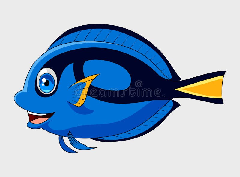 Royal Blue Tang Fish Cartoon Design Stock Illustration - Illustration ...