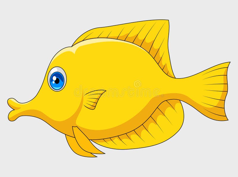 Yellow Tang Fish Cartoon Design Stock Illustration - Illustration of ...