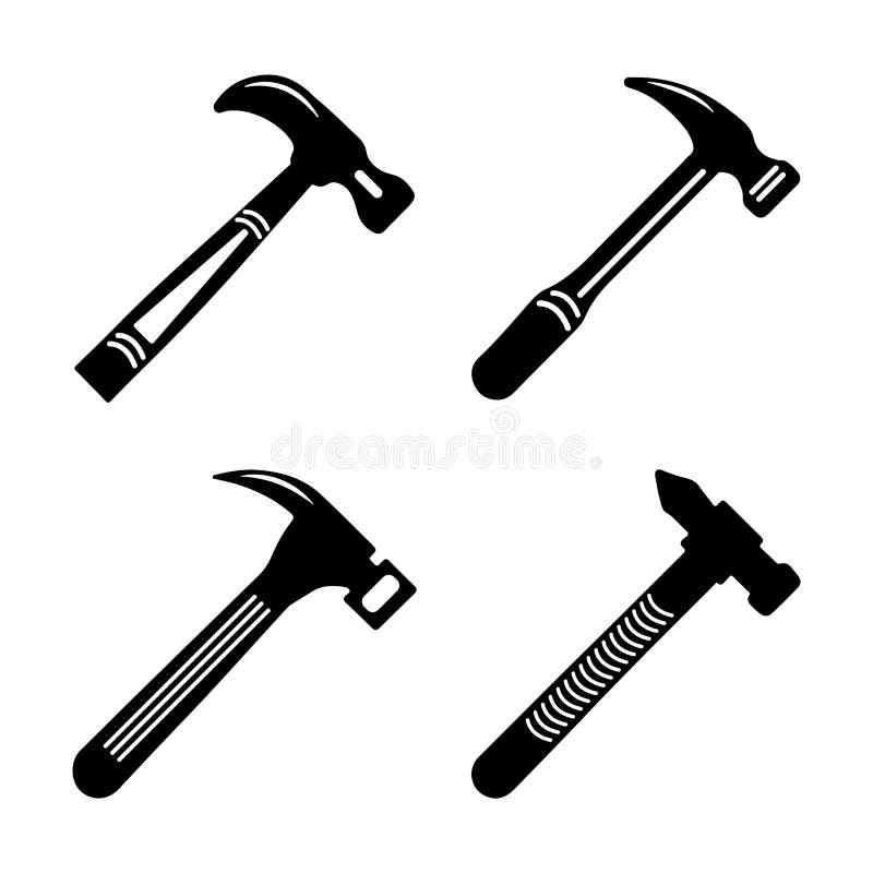 Construction and Carpentry Hammer Icons Stock Vector - Illustration of ...