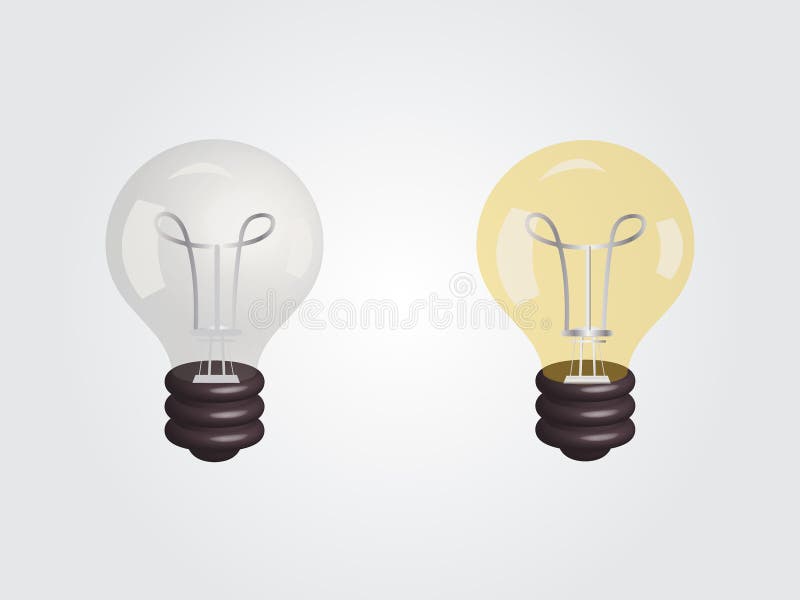 Dual Light Bulb Concept White and Yellow Stock Vector - Illustration of ...