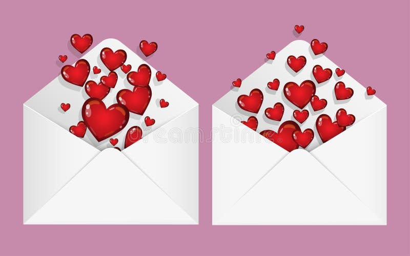 Love Letter Envelope Overflowing with Hearts - Flat Lay on Pink ...