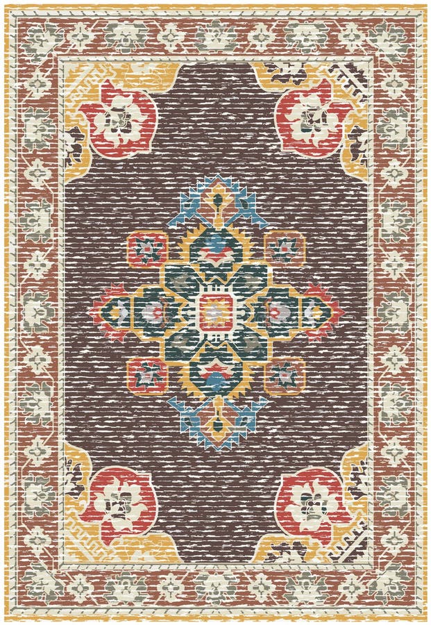 Folk Art and Floral Design Vector Carpet with Modern Pattern and ...