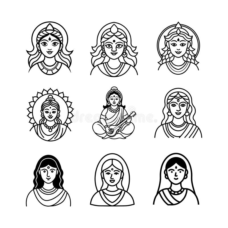 Goddess Icon Set Illustration Stock Vector - Illustration of cartoon ...