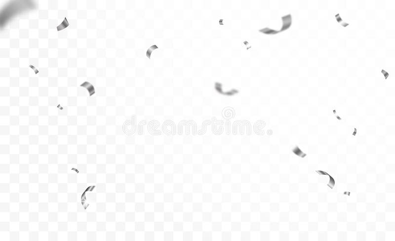 Shiny Silver Confetti and Ribbons Celebration Party Design Element ...