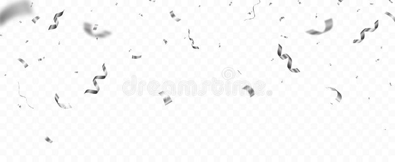 Shiny Silver Confetti and Ribbons Celebration Party Design Element ...