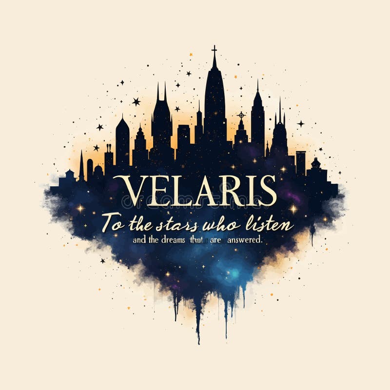 Velaris-Inspired Galaxy T-Shirt Design with Starry Cityscape and Quote ...
