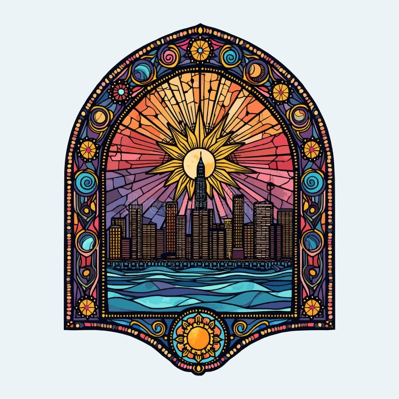 Velaris in Stained Glass Art Style Stock Vector - Illustration of ...