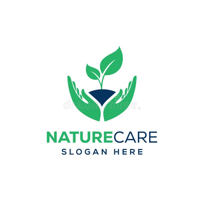 Seedling Logo Design. Leaf and Hand, Care Nature Logo Design Stock ...