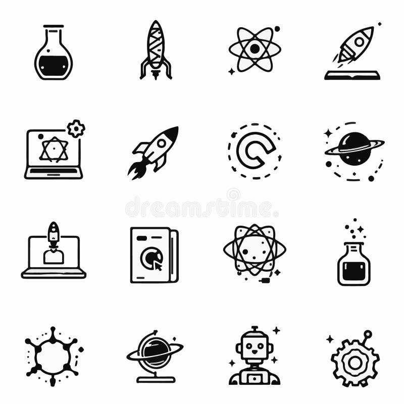 16 Science & Technology Icon Set - Unique Vector Illustration for ...
