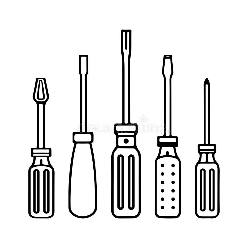 Different Types of Screwdrivers. Stock Vector - Illustration of ...