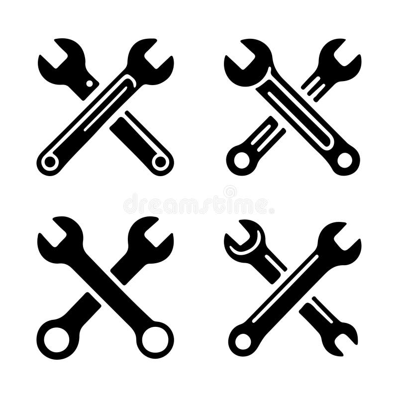 A Collection of Black Wrench Icons. Stock Vector - Illustration of ...