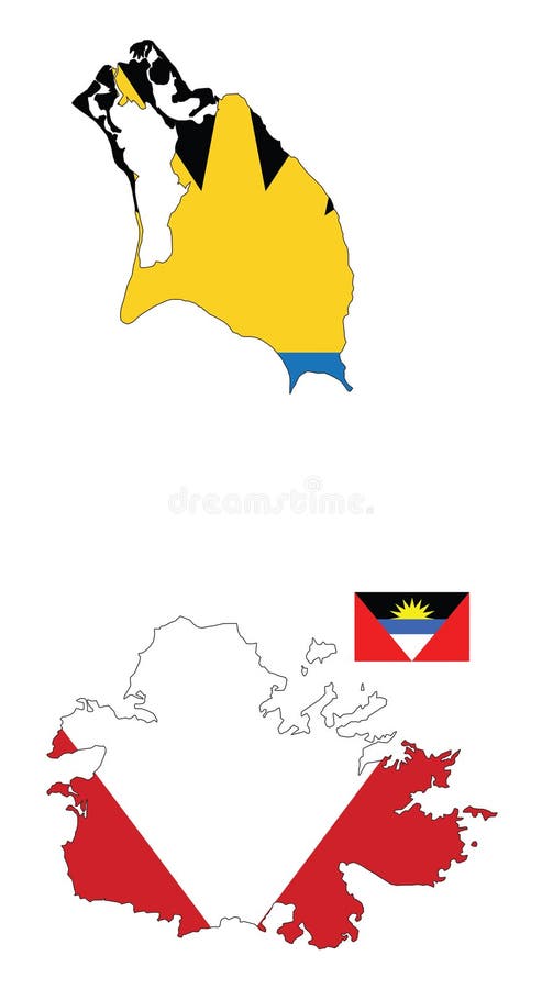 Antigua and Barbuda Map and Flag Stock Vector - Illustration of turkiye ...