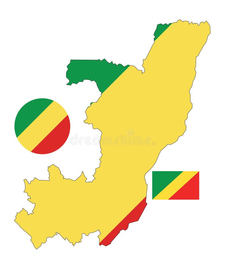 Republic of the Congo Map and Flag Stock Vector - Illustration of verde ...
