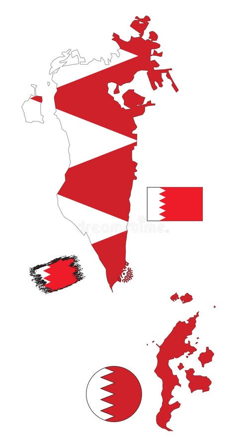 Bahrain Map and Flag stock vector. Illustration of verde - 358178310