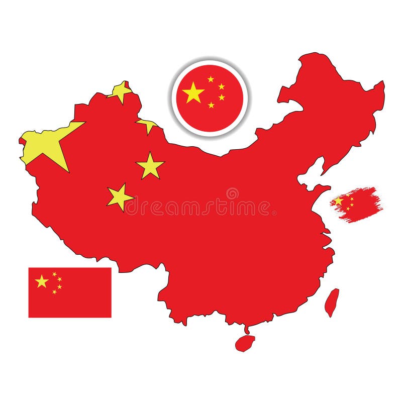 China Map and Flag stock vector. Illustration of sketch - 358178360